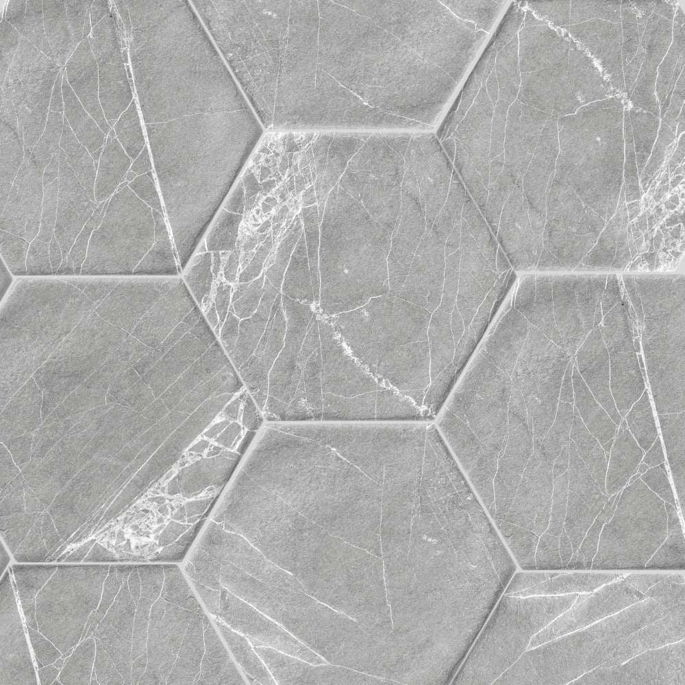 The Tile Life Cadiz 8" x 9" Grey Porcelain Hexagon Floor and Wall Tile ...