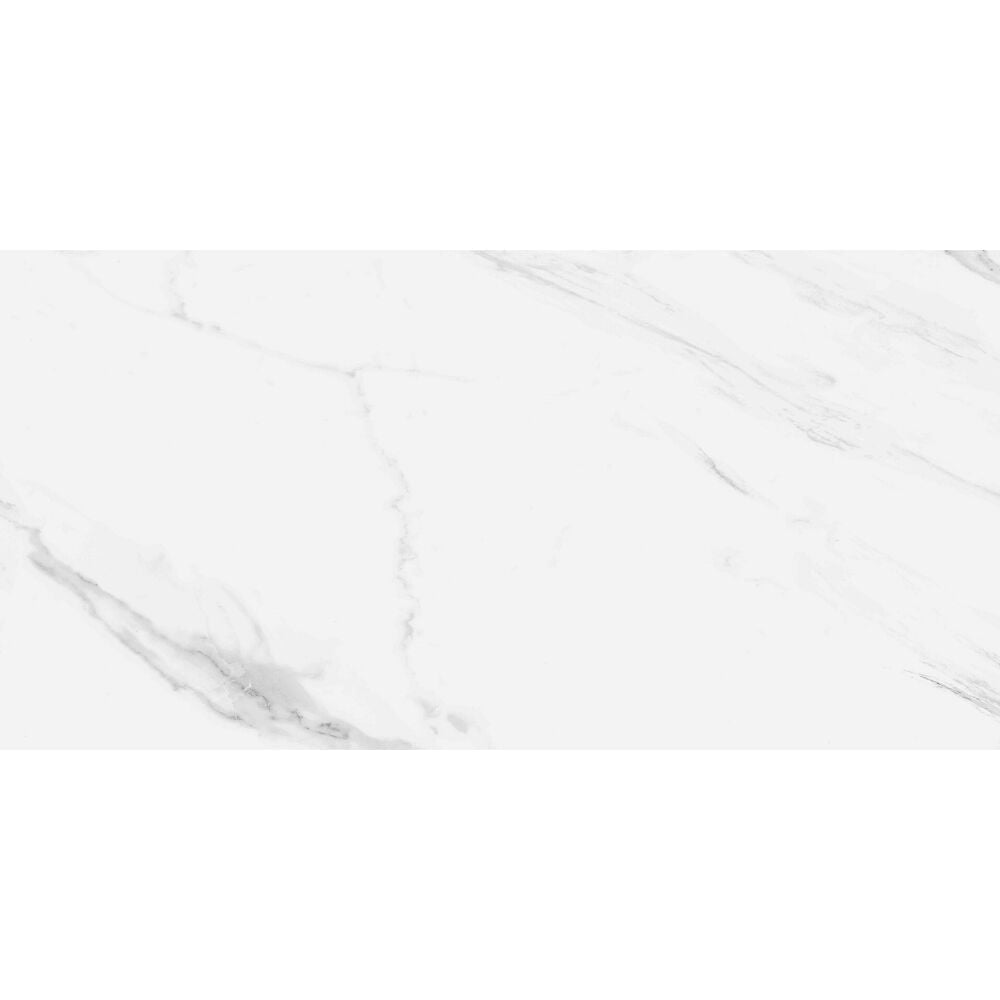 The Tile Life Cheyenne 12" x 24" Glossy White Marble Porcelain Floor ...