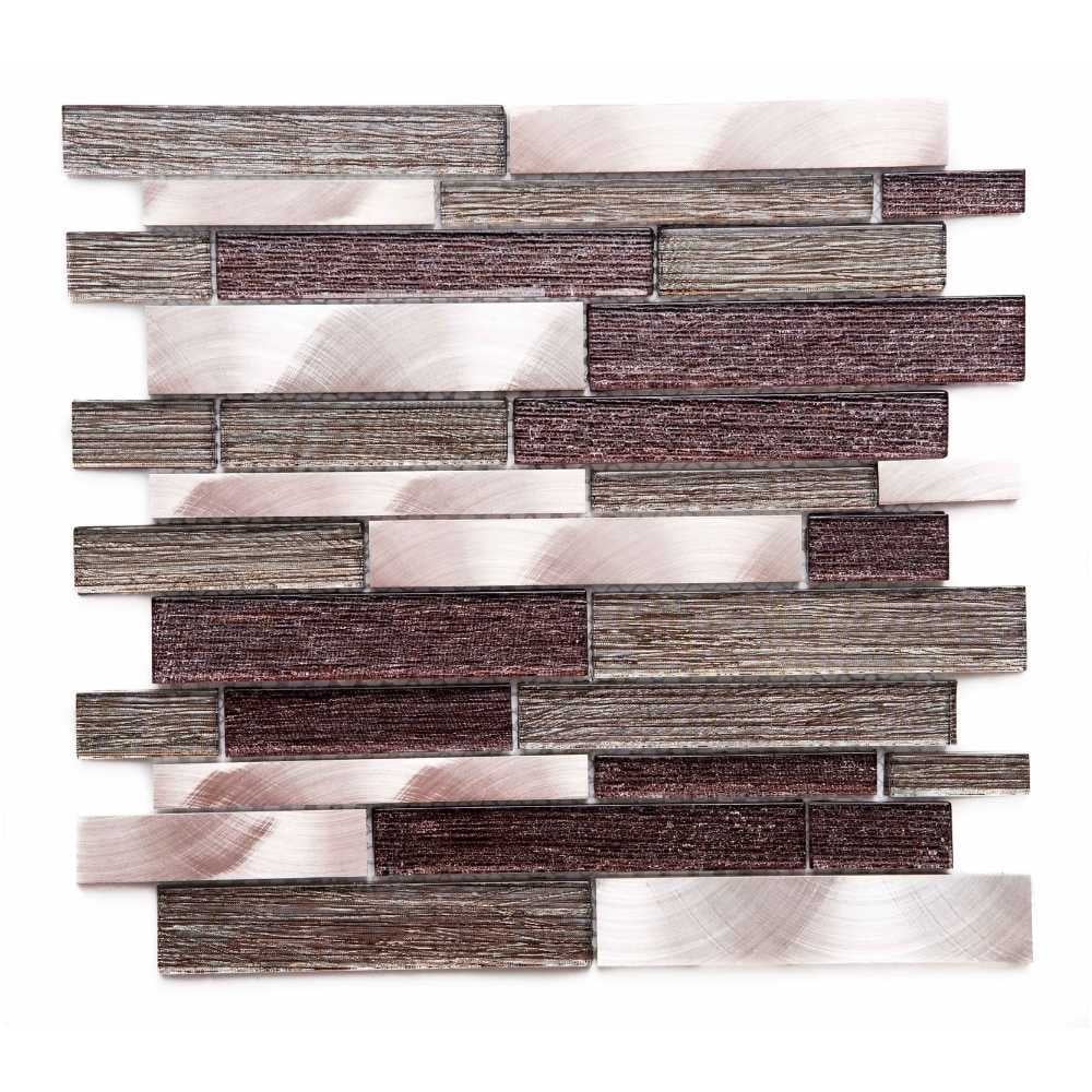 The Tile Life Cosmos Brick 12x12 Rectangle Glass Backsplash Wall Tile ...