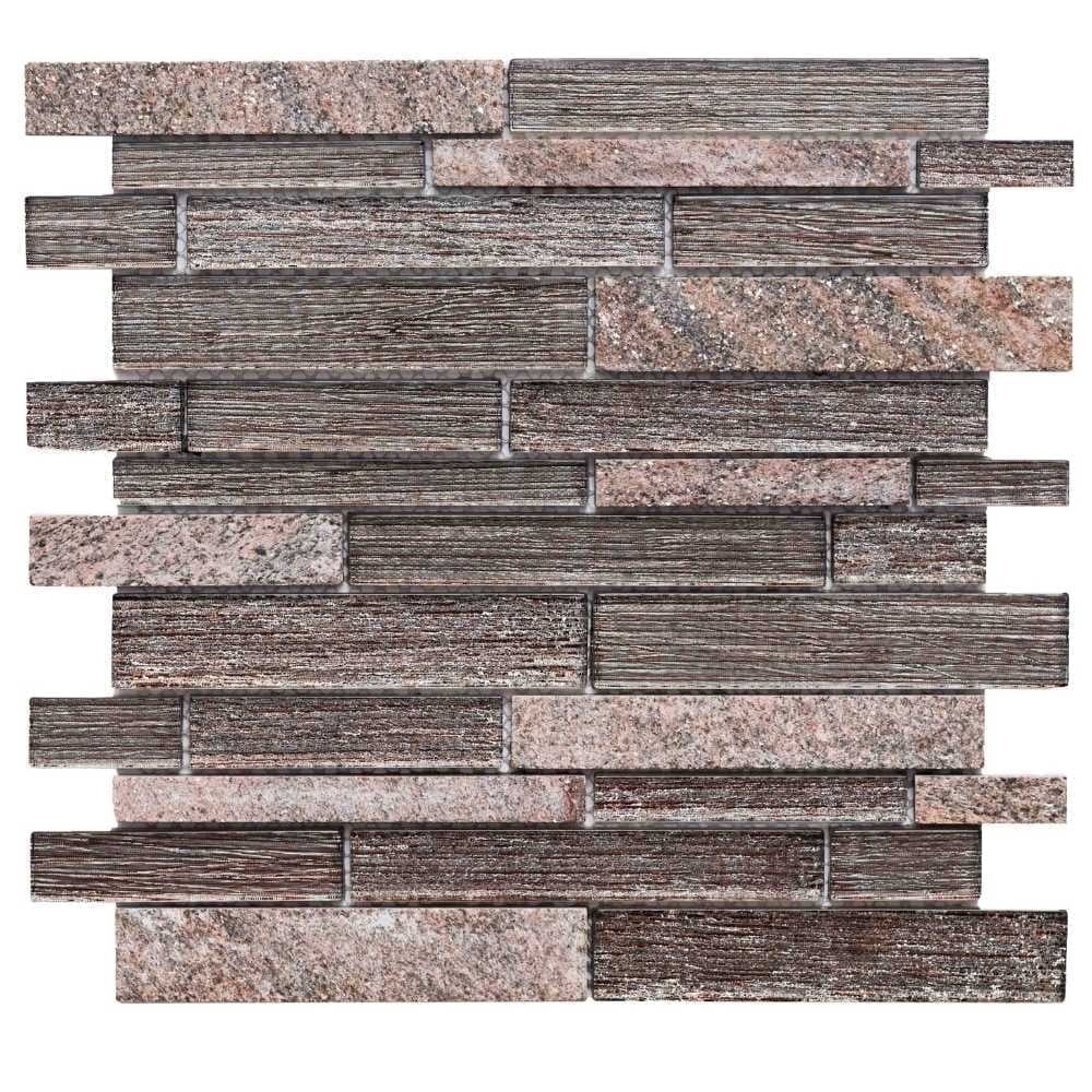 The Tile Life Cosmos Brick Brown 12x12 Glass Mosaic Wall Tile - 4x4 ...