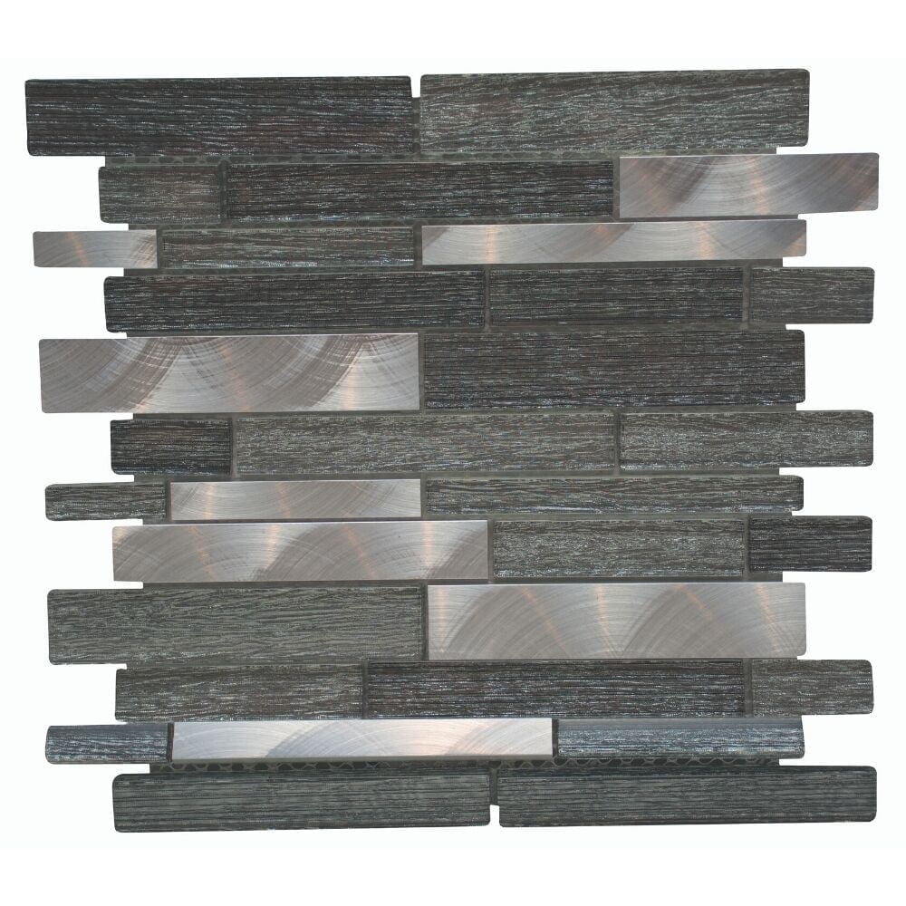 The Tile Life Cosmos Brick Silver 12x12 Glass Mosaic Wall Tile - 4x4 ...