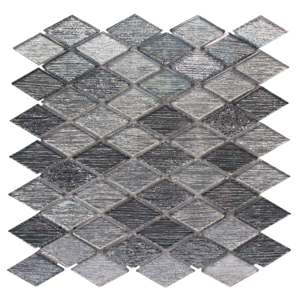 The Tile Life Cosmos Rhombus 12x12 Metal Look Glass Mosaic Tile, Silver ...