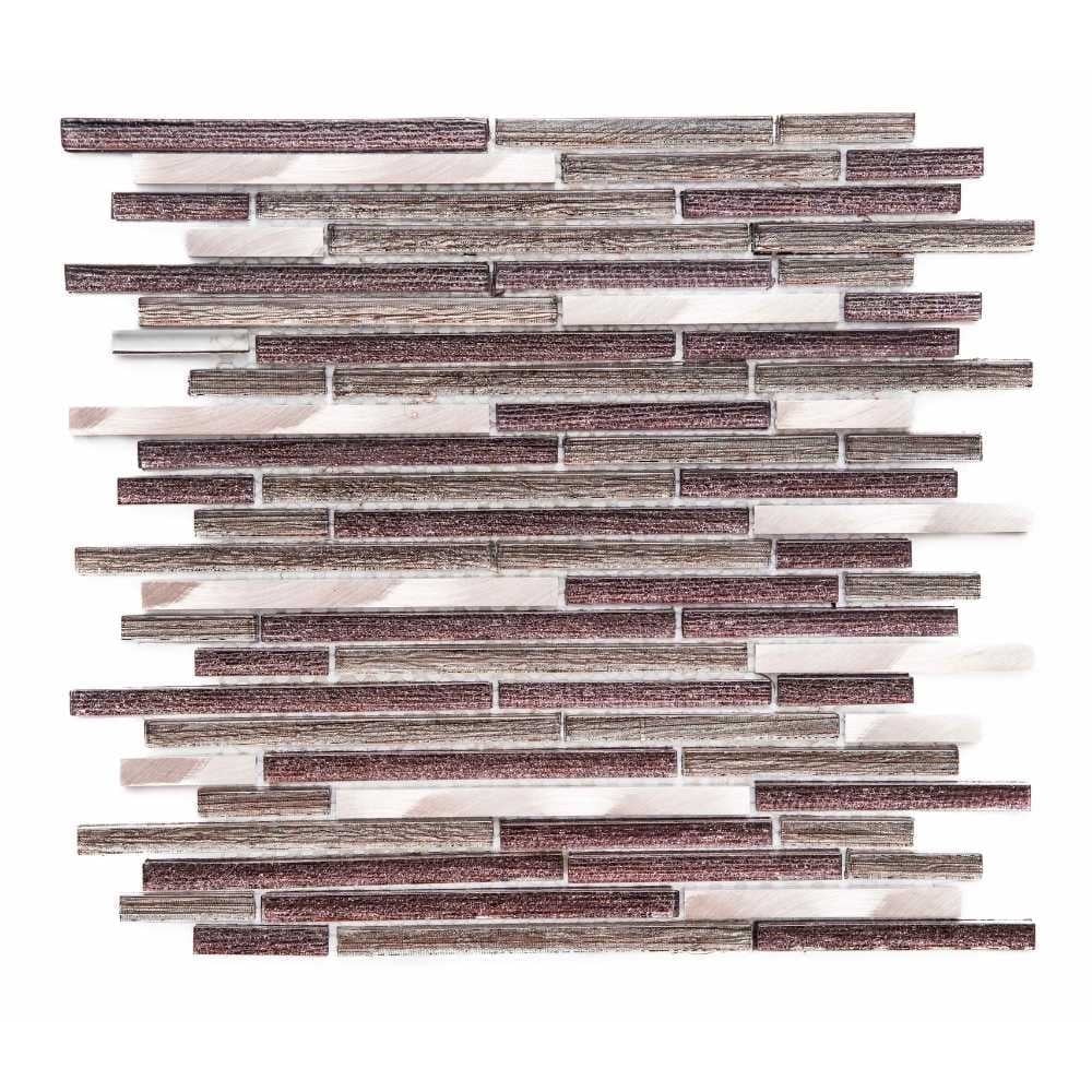 The Tile Life Cosmos Sleek Brick 12x12 Metal Look Glass Mosaic Tile ...