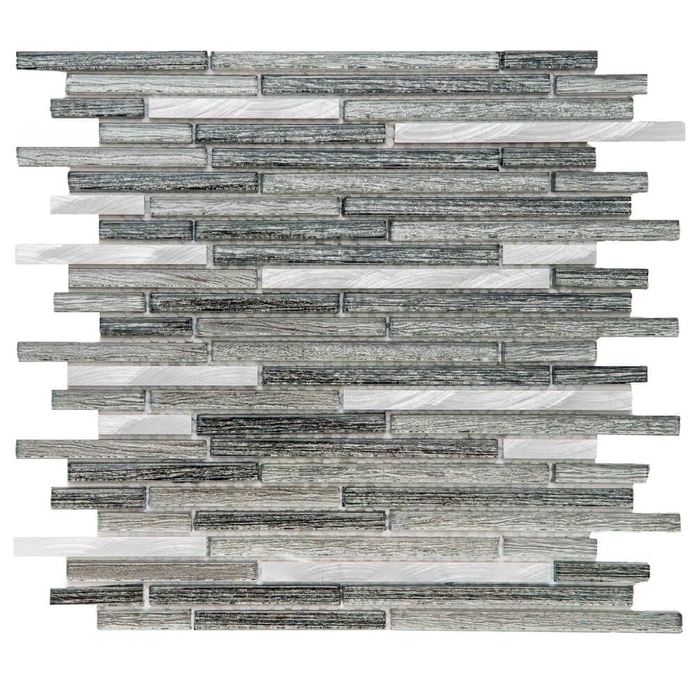 The Tile Life Cosmos Sleek Brick 12x12 Silver Glass Backsplash Wall ...