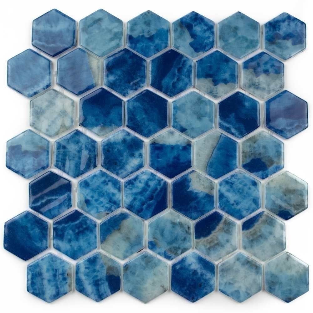 The Tile Life Eterna Big Hex Saona 12x12 Glass Backsplash Wall Tile ...