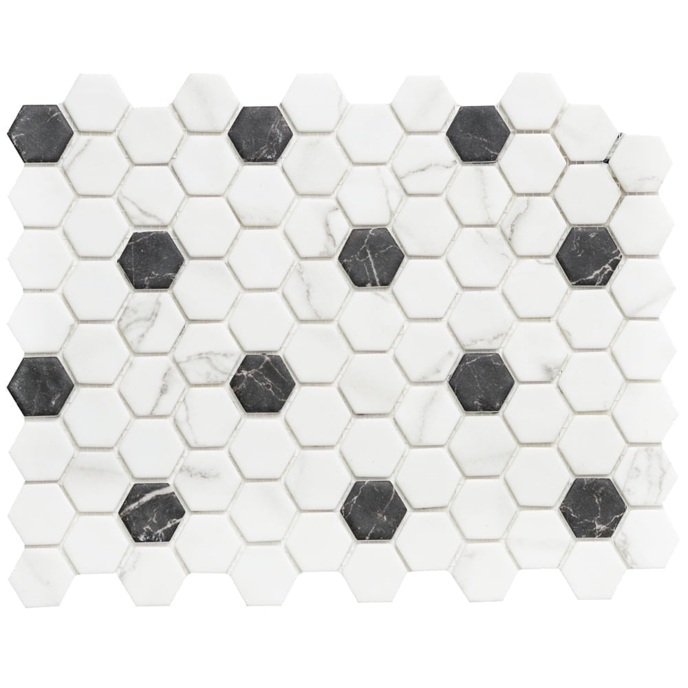 The Tile Life Eterna Hex 12x12 Venato White Glass Backsplash Wall Tile ...