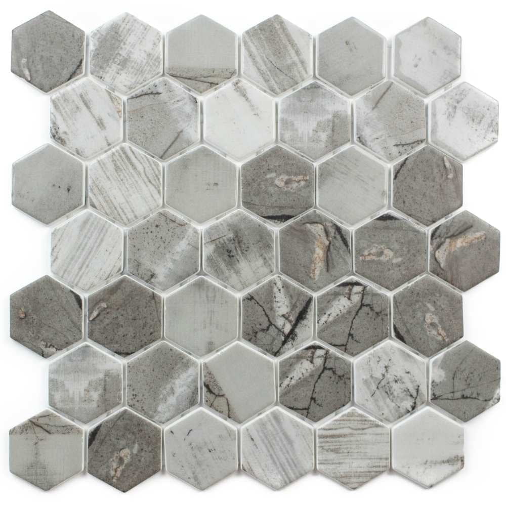 The Tile Life Eterna Hex Denver 2" x 2" Glass Backsplash Wall Tile, 1 ...