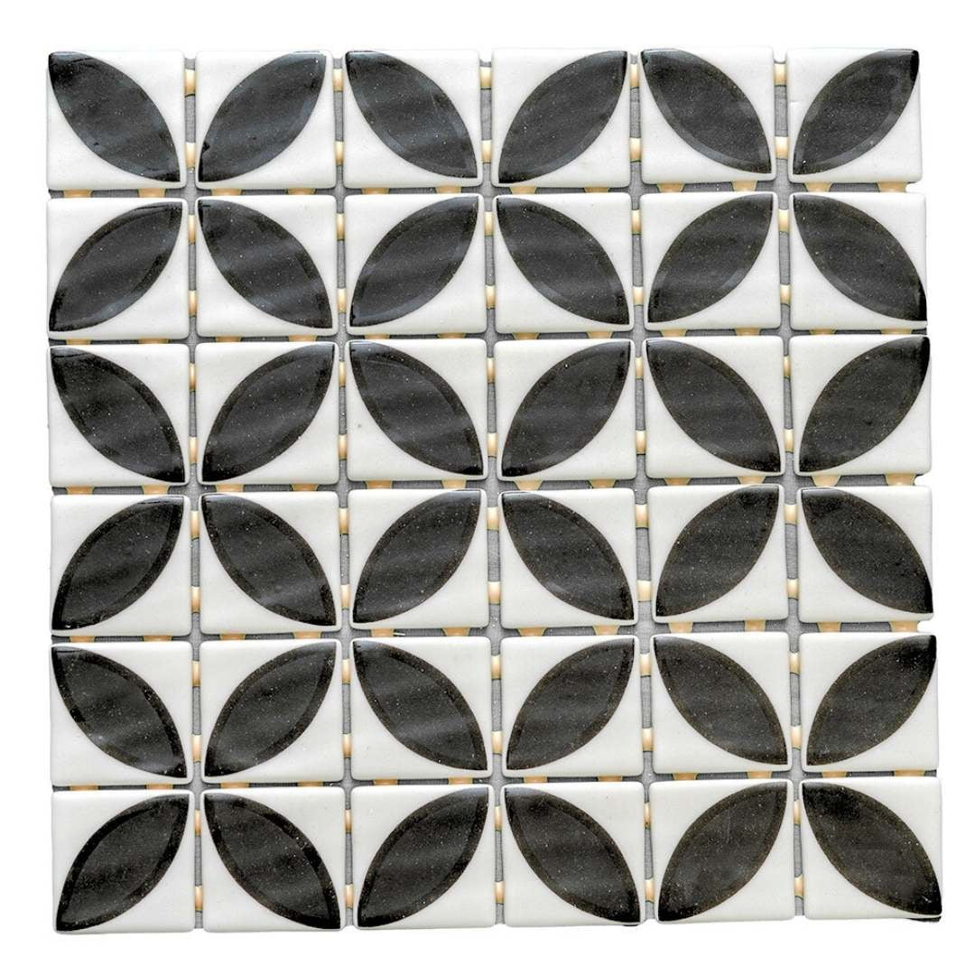 The Tile Life Eterna Lily 2" x 2" Black Glass Floor and Backsplash Wall ...