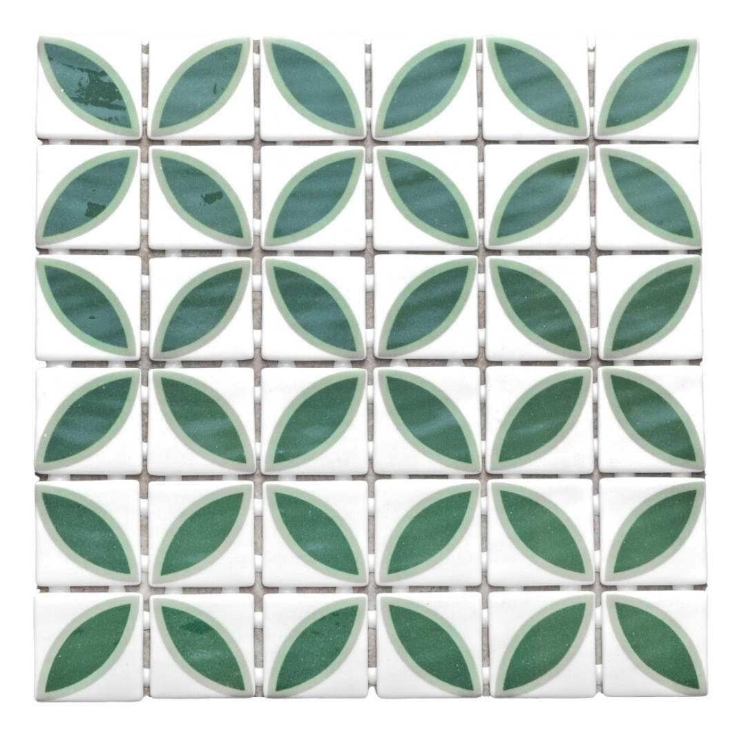 The Tile Life Eterna Lily 4" x 4" Basil Glass Floor and Wall Tile ...