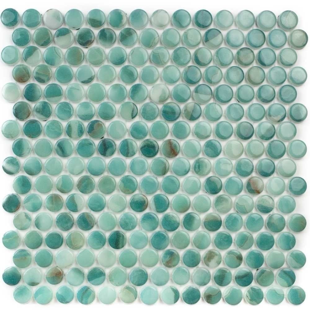 The Tile Life Eterna Penny Round Kena 12x12 Glass Backsplash Wall Tile ...