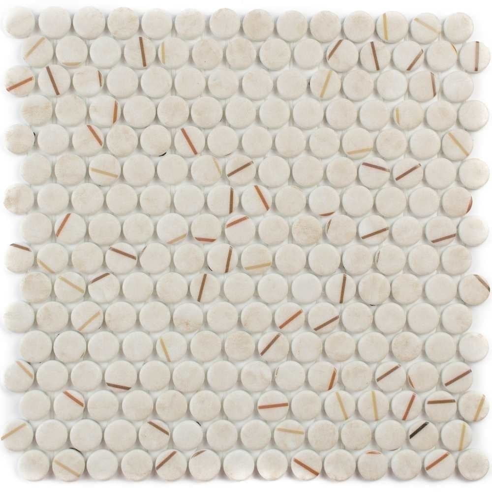 The Tile Life Eterna Penny Round Lineas Beige 12x12 Glass Wall Tile - 1 ...