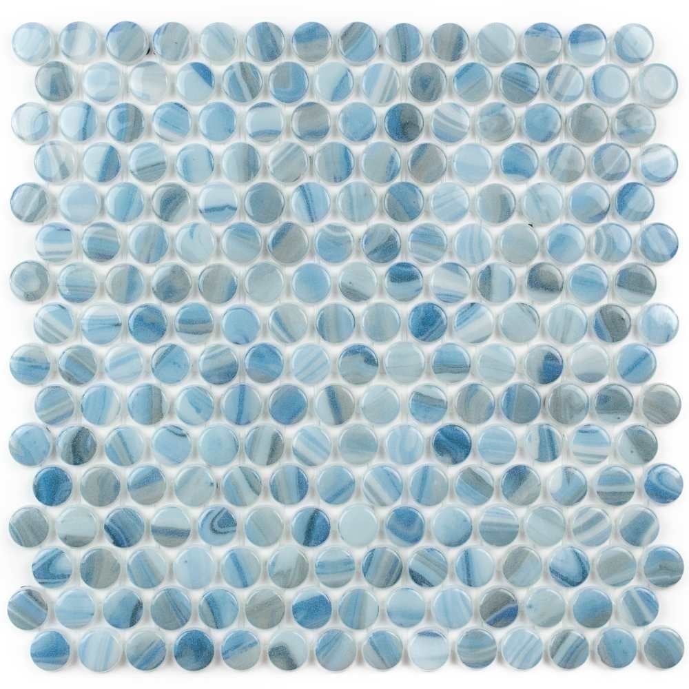 The Tile Life Eterna Penny Round Tourmaline Glass Floor and Backsplash ...