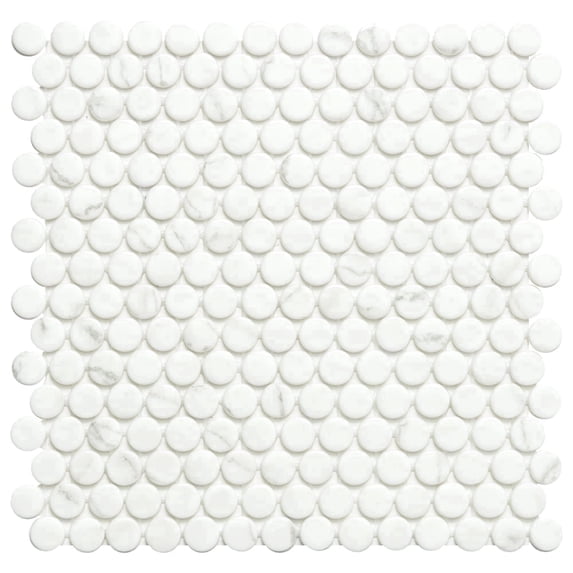 The Tile Life Eterna Penny 1" x 1" Venato Glass Round Mosaic Floor and ...