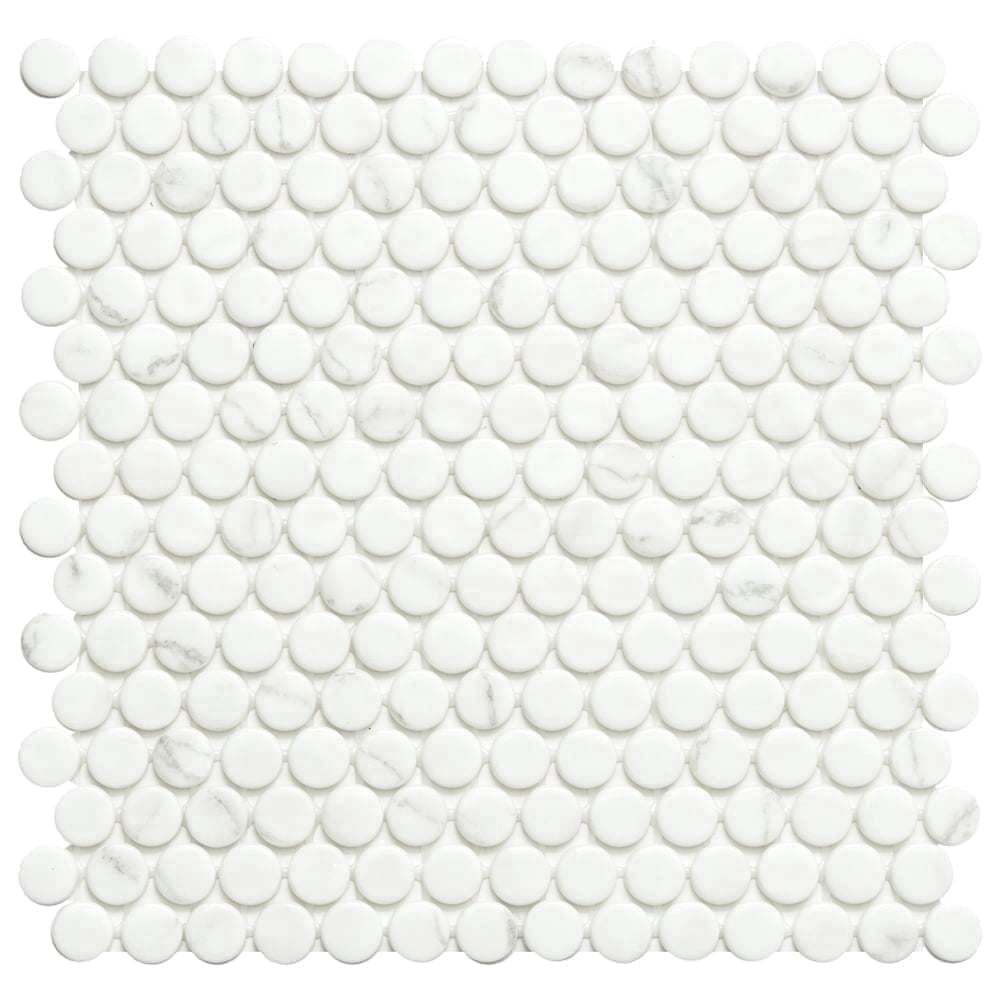 The Tile Life Eterna Penny 4" x 4" Venato Glass Round Mosaic Tile ...