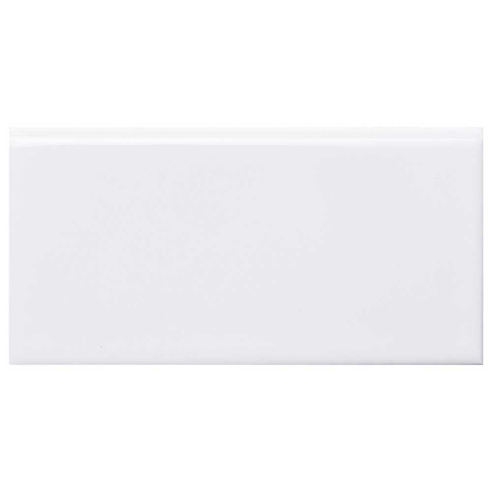 The Tile Life Blecker 3" x 6" White Glossy Ceramic Bullnose Tile ...