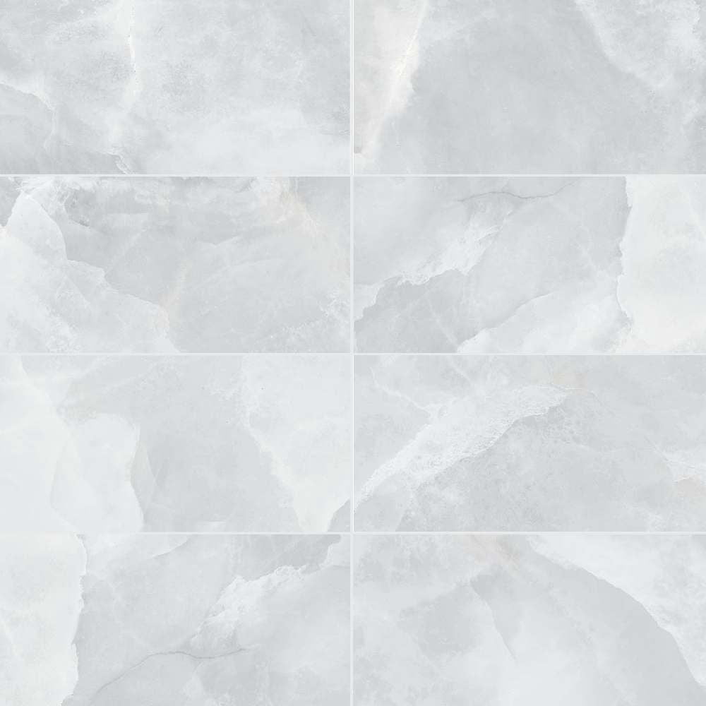 The Tile Life Geo Lush 12" x 24" Grey Glossy Porcelain Floor and Wall ...