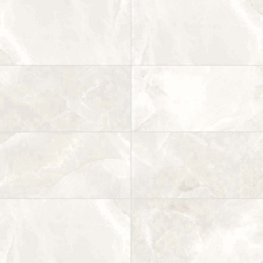 The Tile Life Geo Lush 12" x 24" Onyx Look White Matte Porcelain Floor ...