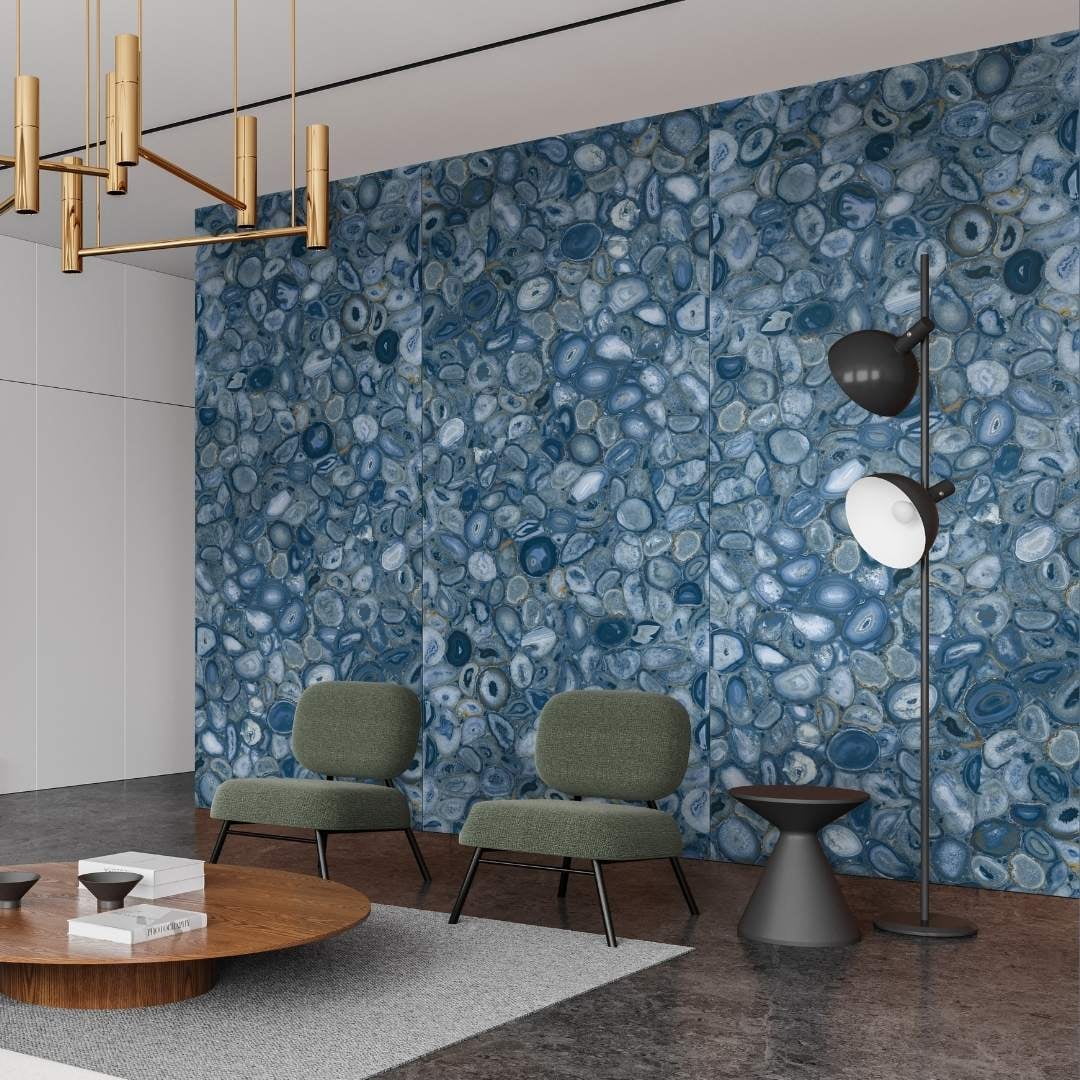 The Tile Life Geode Blue Polished Porcelain Floor and Wall Tile, 24" x ...