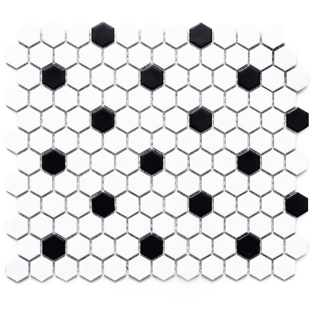 The Tile Life Honeycomb Remi 1x1 Hexagon Porcelain Mosaic Tile, Black ...