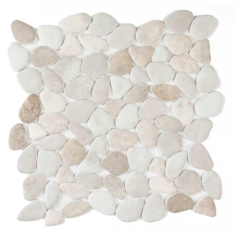 The Tile Life Huron Rock 12" x 12" Earth Mix Glass Pebble Floor and ...