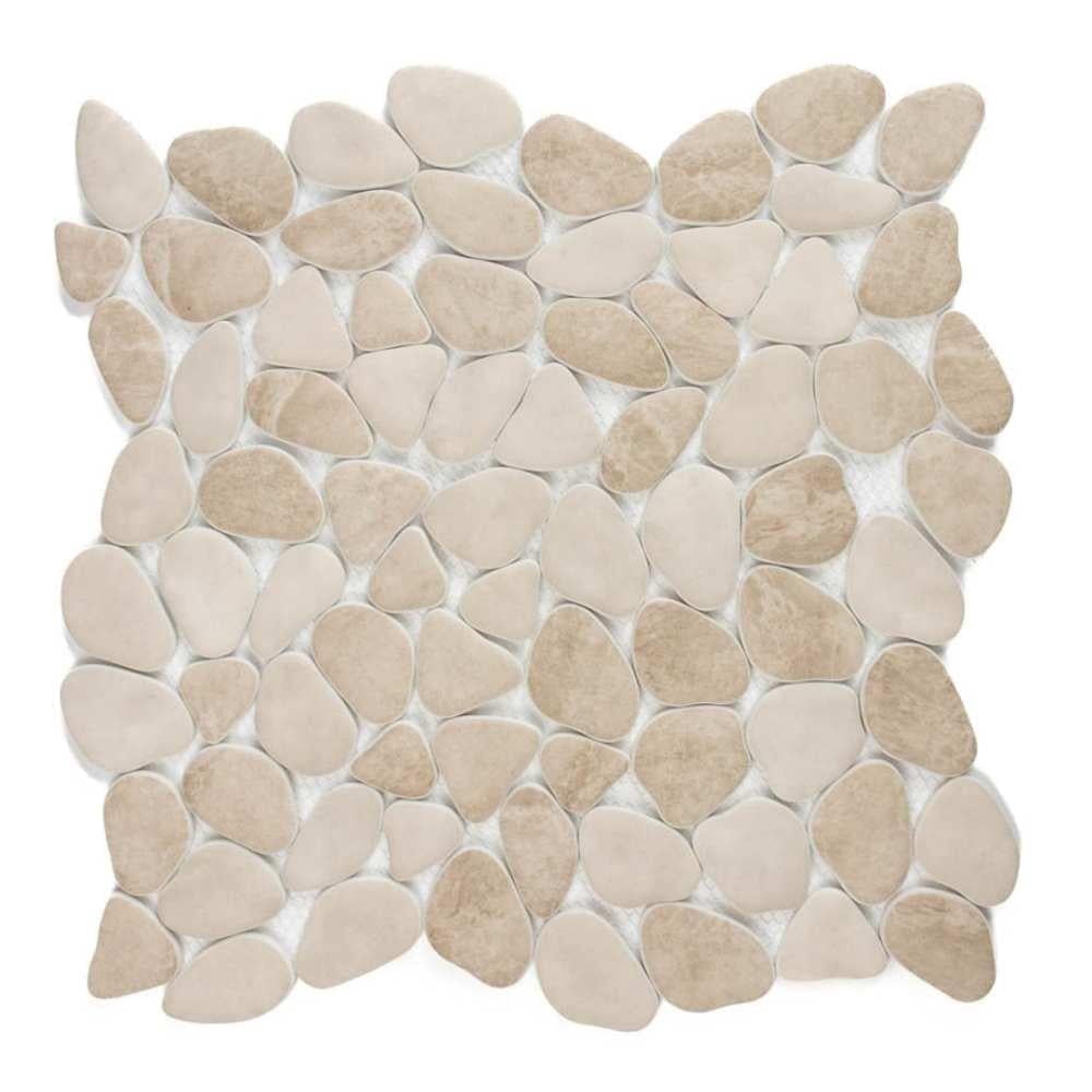 The Tile Life Huron Rock 12" x 12" Sand Stone Glass Pebble Floor and ...
