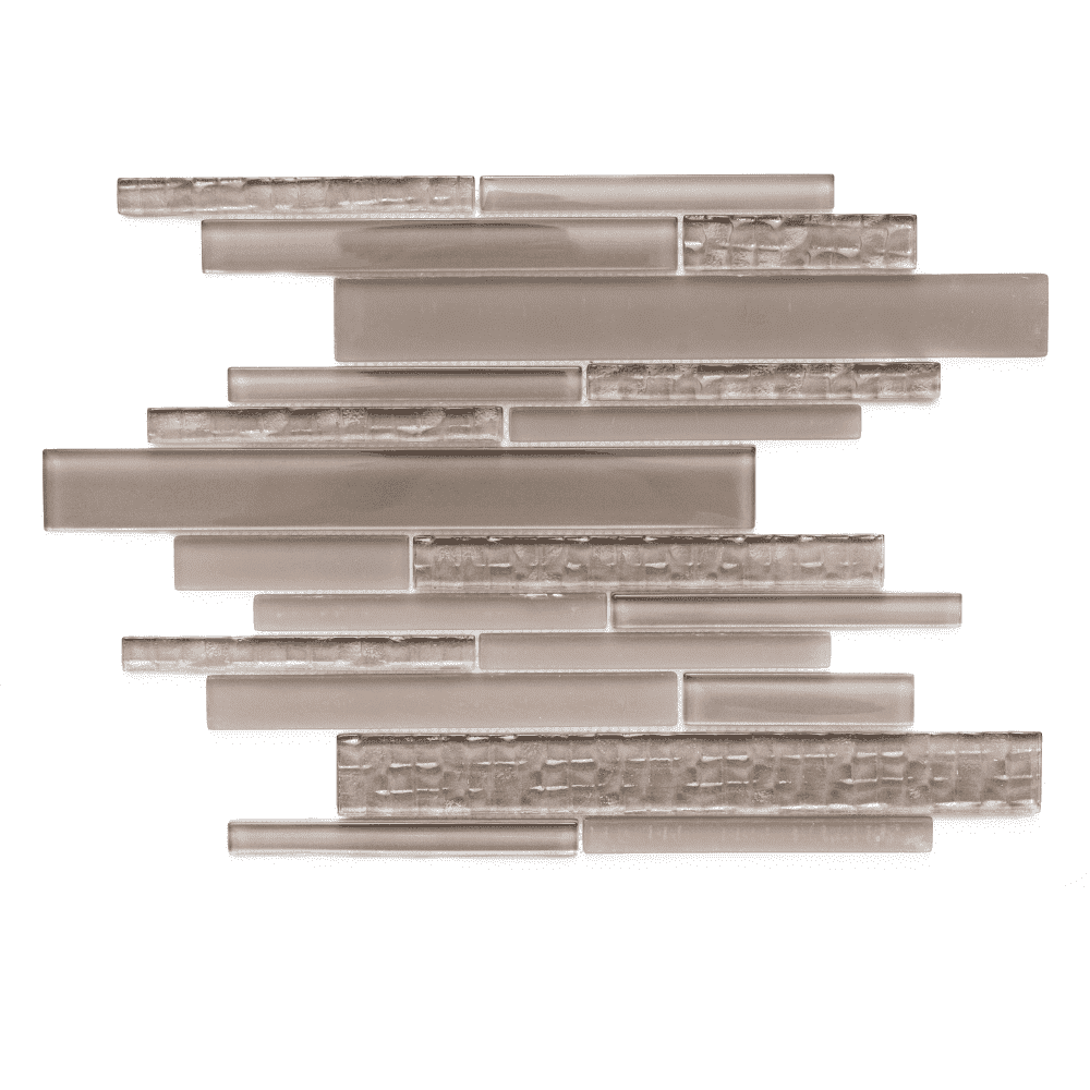 The Tile Life Karma Random Sized Brick Linear Glass Mosaic Tile, Taupe ...