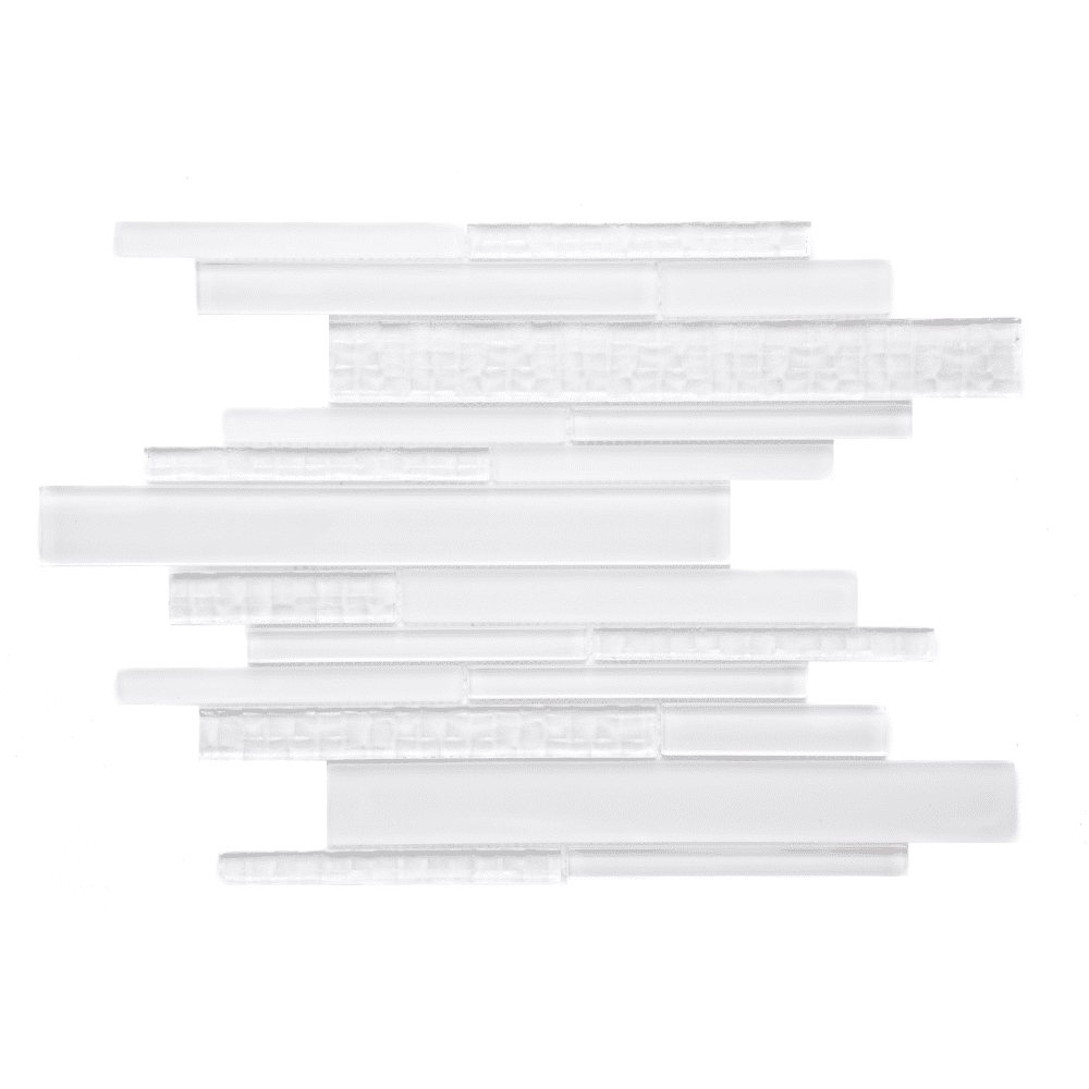 The Tile Life Karma Random Sized Glass Brick Mosaic Tile, White (0.93 ...