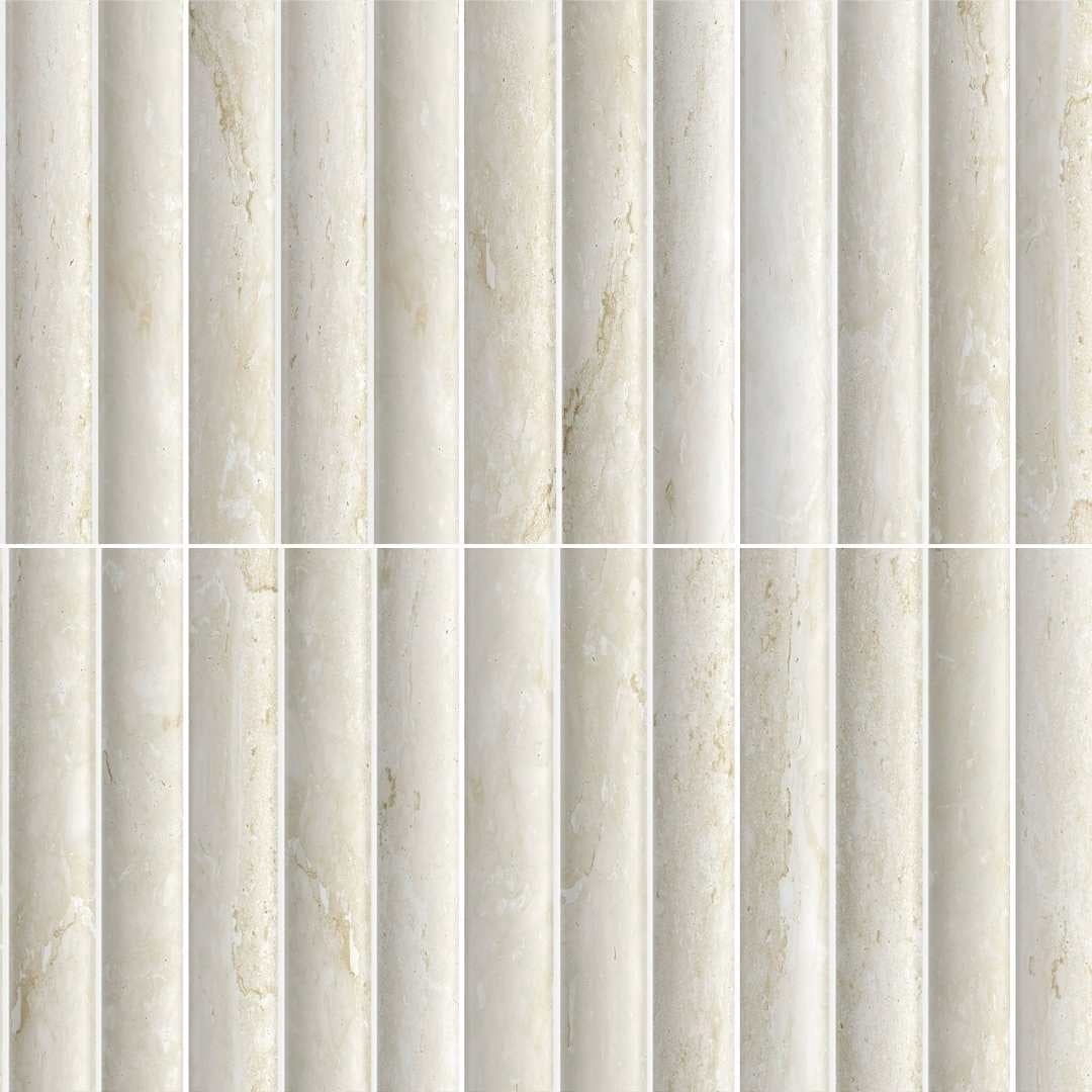 The Tile Life Lyrical Travertine Porcelain Fluted Wall Tile, 4.5" x 9 ...