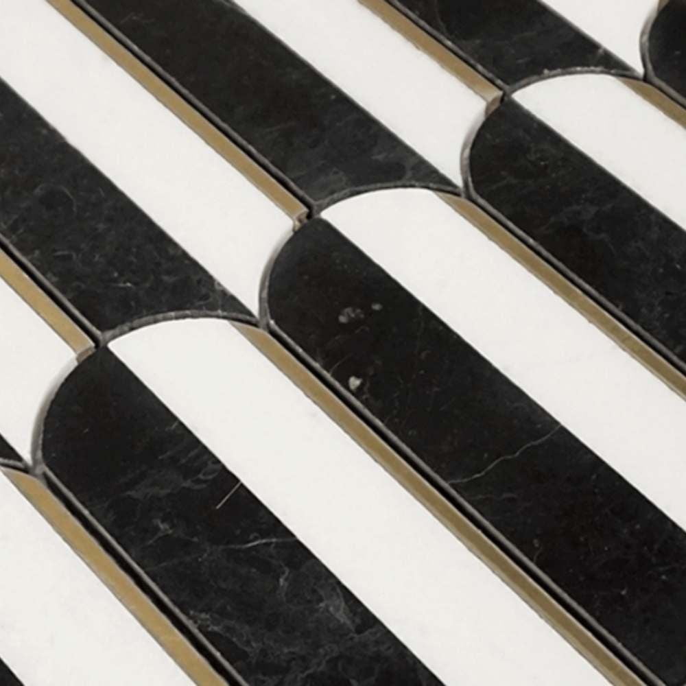 The Tile Life Mad Decade Black Polished Marble Mosaic Floor & Wall Tile ...