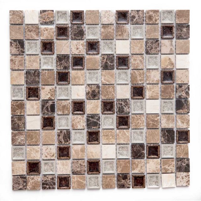 The Tile Life Marbles 1x1 Square Glass Tile Backsplash, Noce (4x4 ...