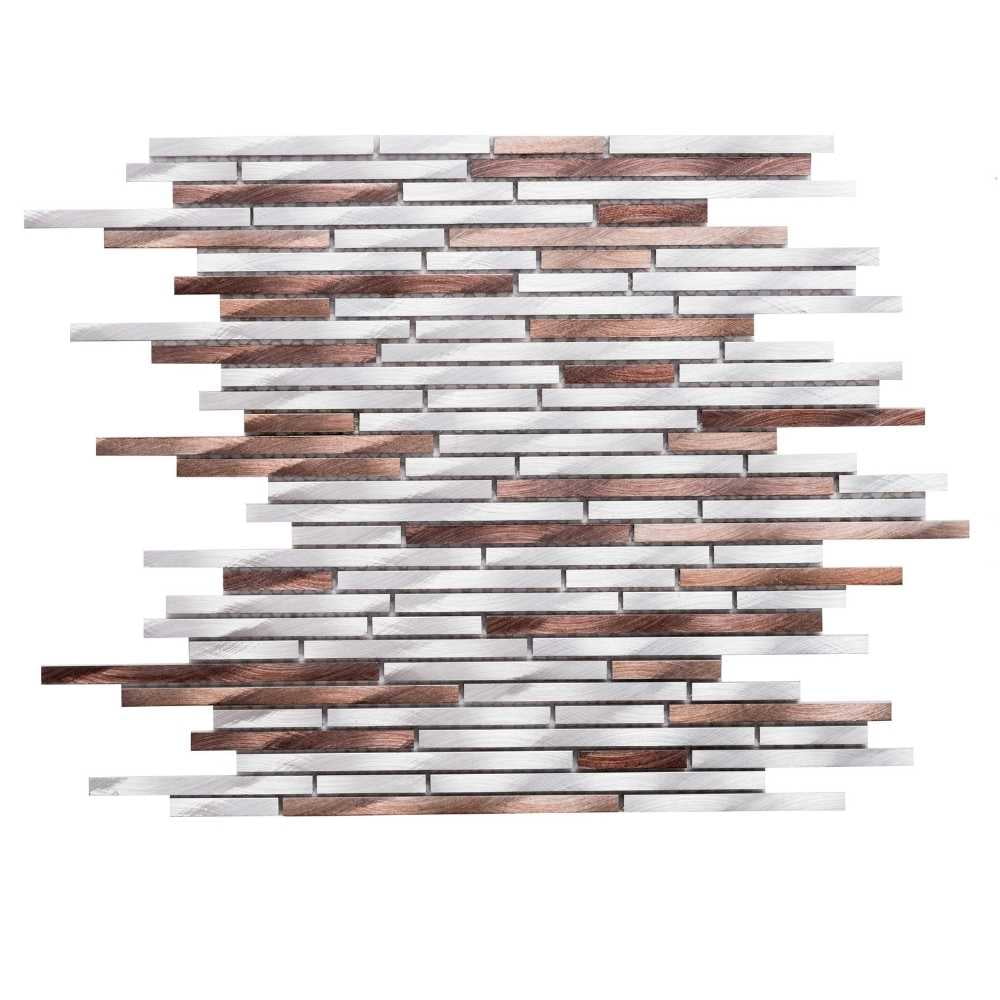 The Tile Life Mason Sleek Brick 12x12 Rectangle Metal Wall Tile, Noce ...