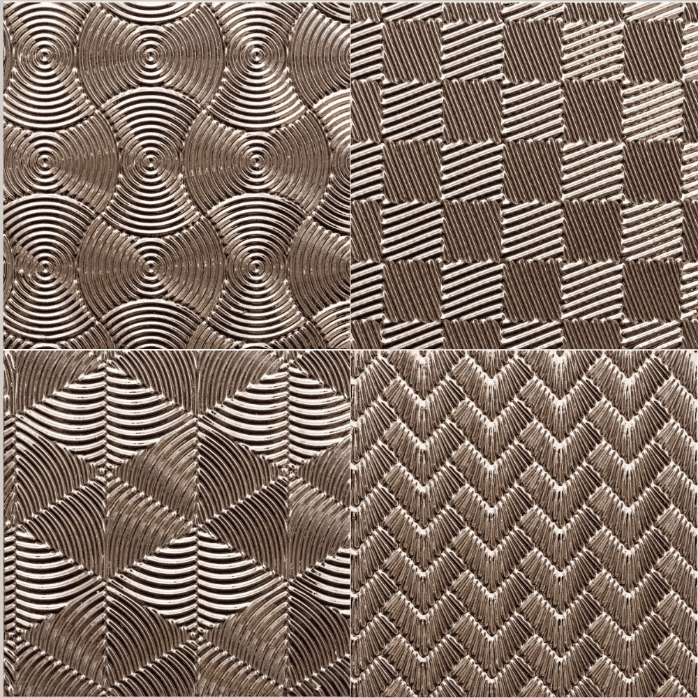 The Tile Life Metallic Geo Brown 5.9" x 5.9" Ceramic Patterned Metal ...