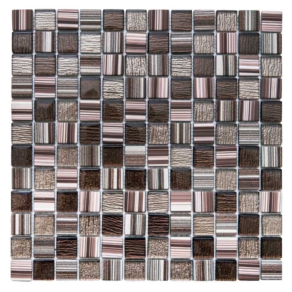 The Tile Life Modern Cappuccino Espresso 12x12 Glass Backsplash Wall ...