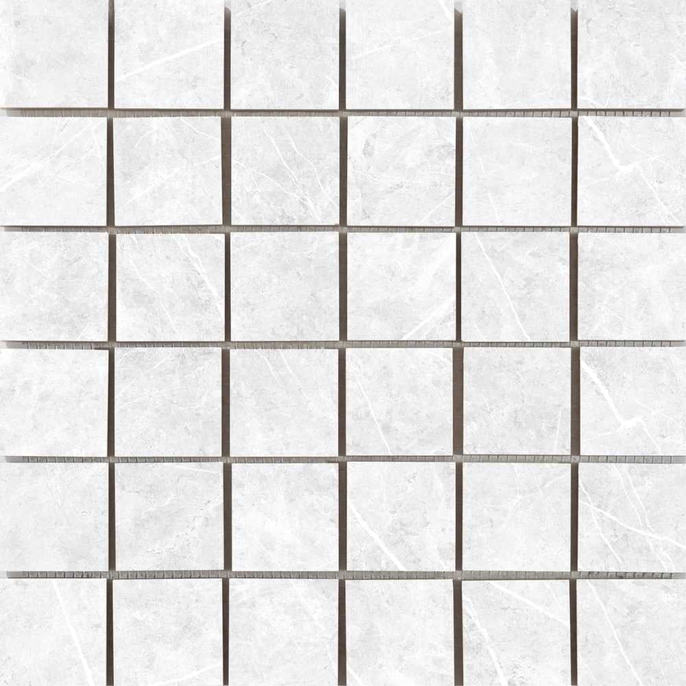 The Tile Life Opera White 4" x 4" Marble Look Matte Porcelain Mosaic ...