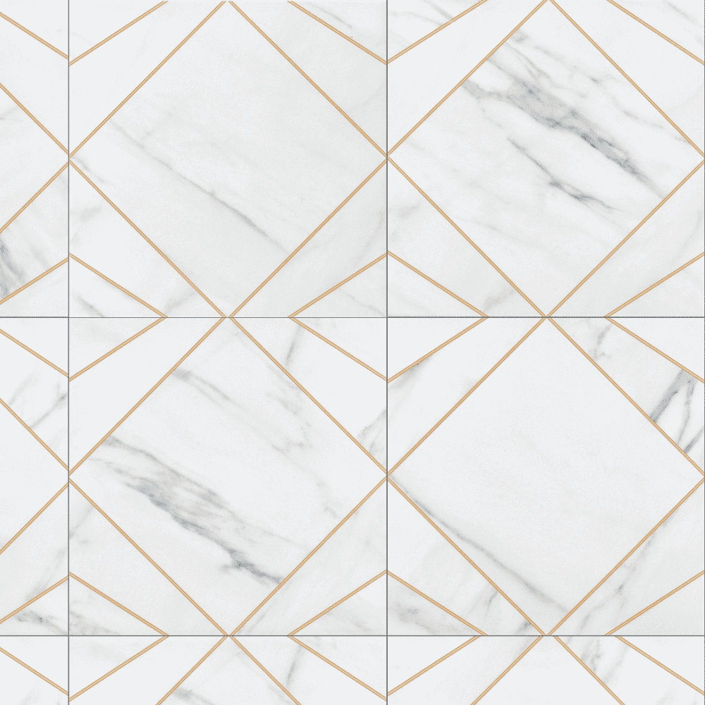 The Tile Life Orion Carrara Marble Look Geometric Porcelain Tile Sample ...
