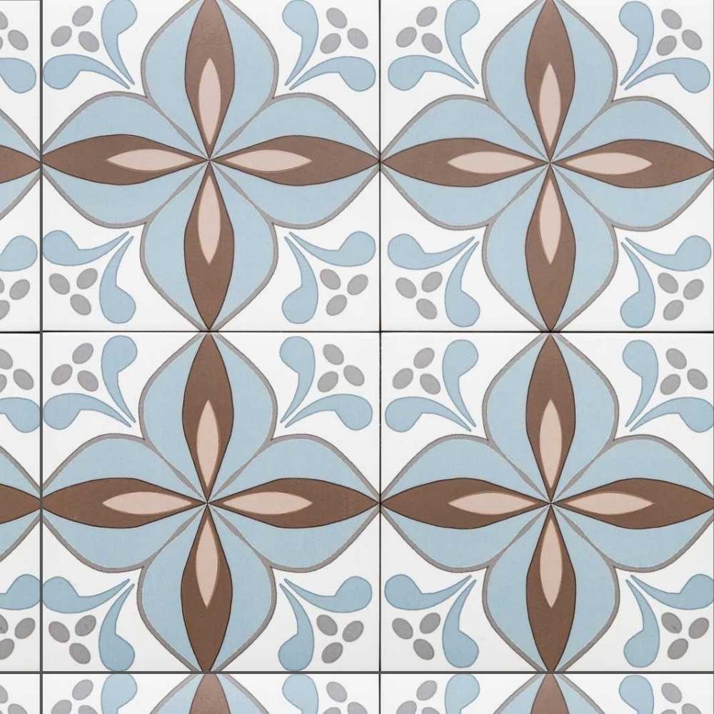 The Tile Life Petals Beige 8.7" x 8.7" Square Porcelain Patterned Floor ...