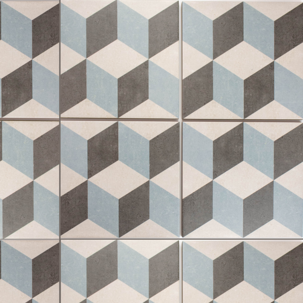 The Tile Life Prism Grey 9" x 9" Square Porcelain 3D Patterned Floor ...