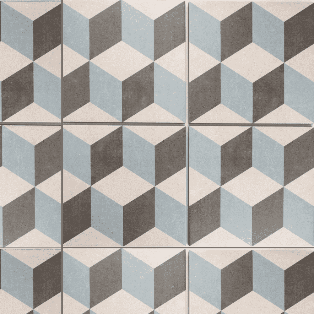 The Tile Life Prism Grey 9" x 9" Square Porcelain 3D Patterned Floor ...