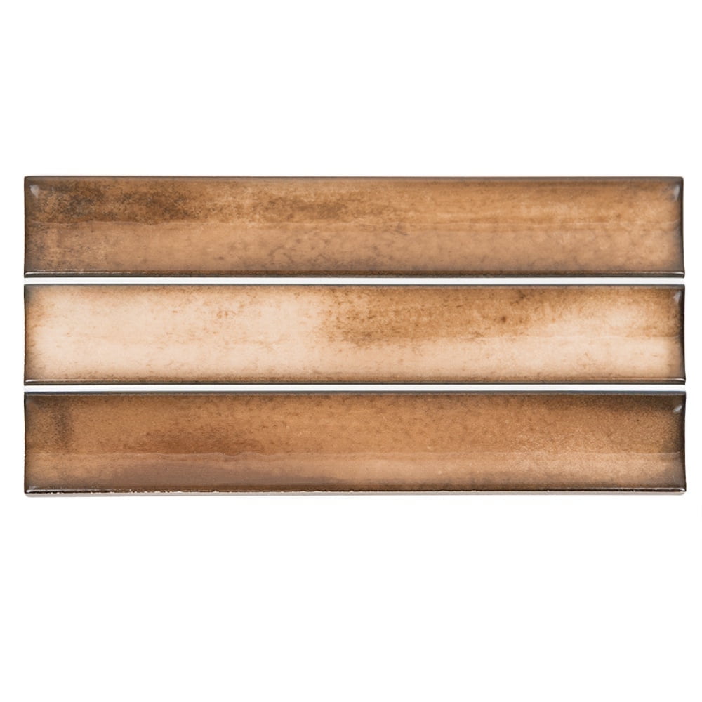 The Tile Life Sakura Fluted Caramel Porcelain Wall Tile, 4.5" x 9", 24 ...
