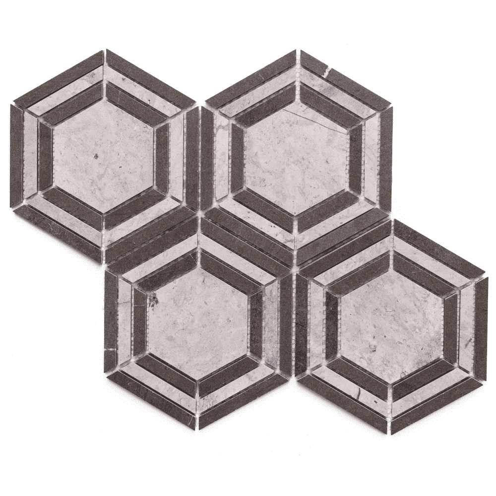 The Tile Life Santorini 4" x 4" Thala Gray Honed Marble Mosaic Tile ...