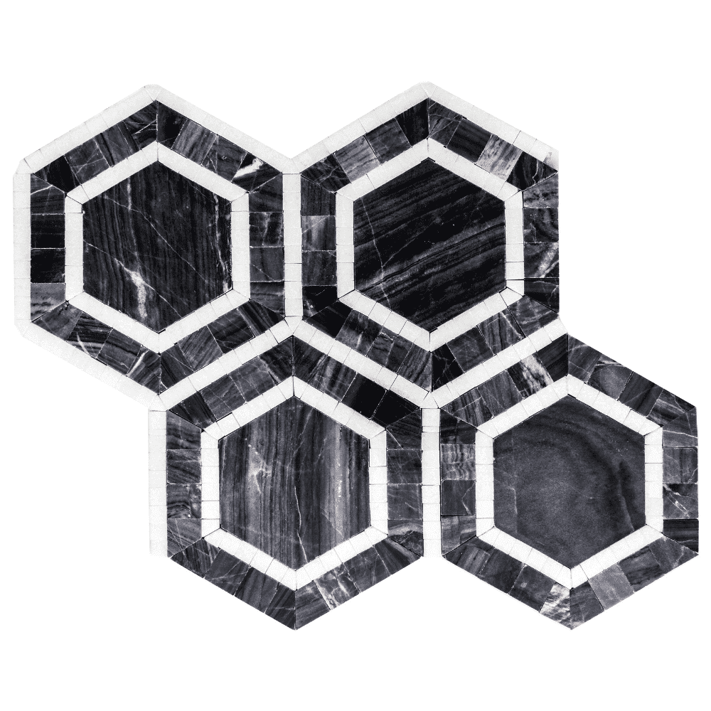 The Tile Life Santorini Roman Hex 6" x 6" Carrara Marble Hexagon Wall ...