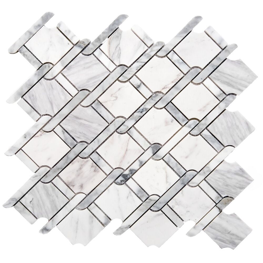 The Tile Life Santorini Rope Carrara Grey 2" x 3" Marble Mosaic ...