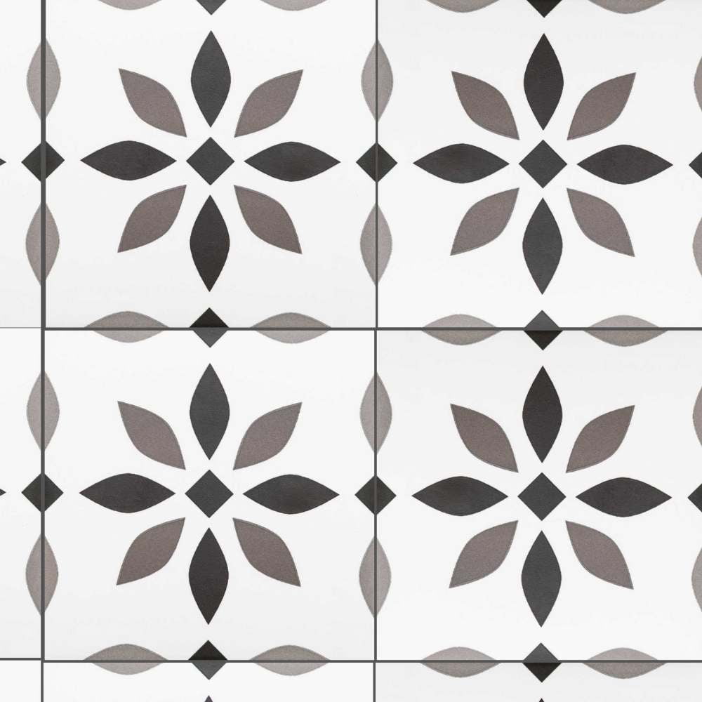 The Tile Life Snowflakes Gris 8.7" x 8.7" Porcelain Patterned Floor and ...