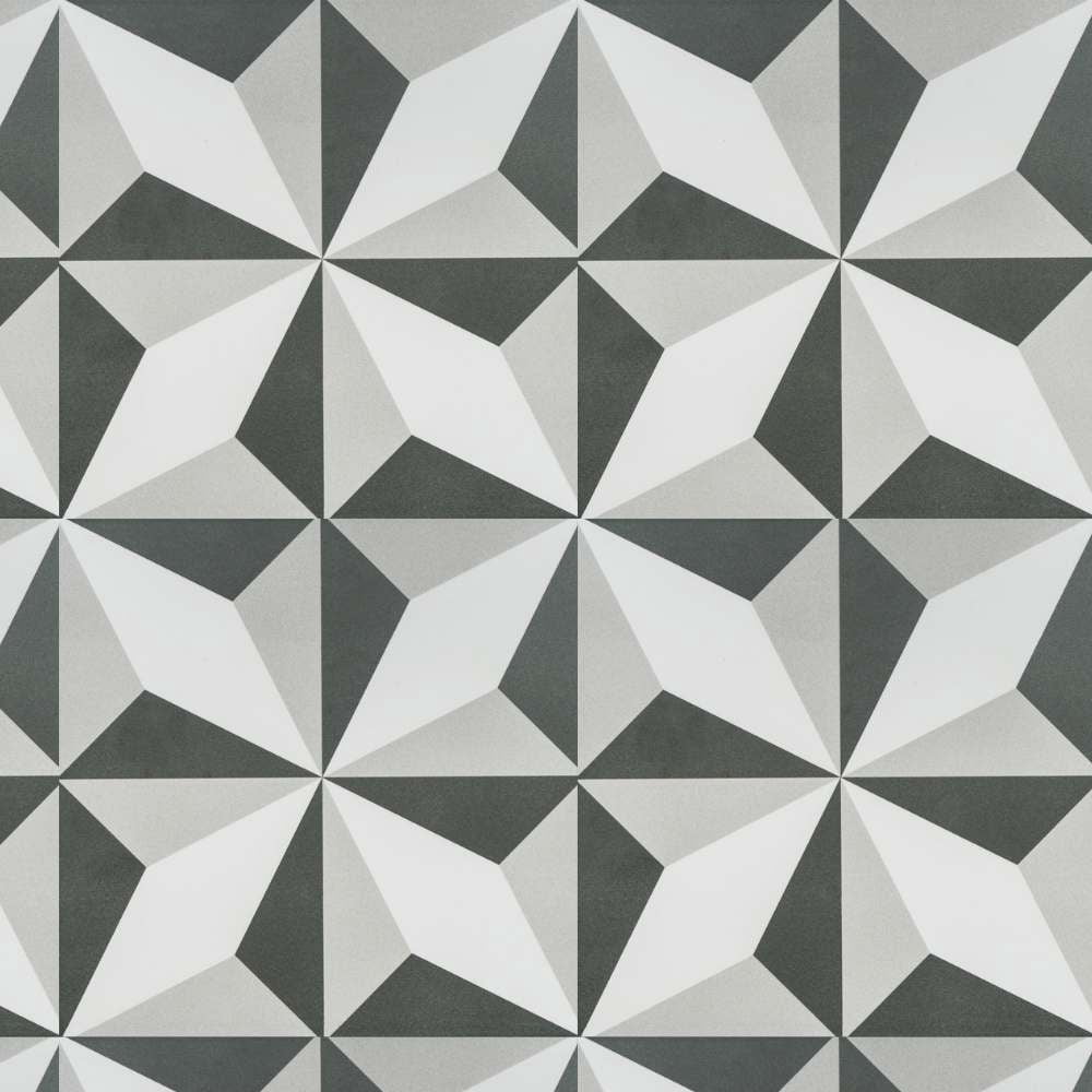 The Tile Life Stars Black Porcelain Encaustic Tile Sample - 4 x 4 in ...