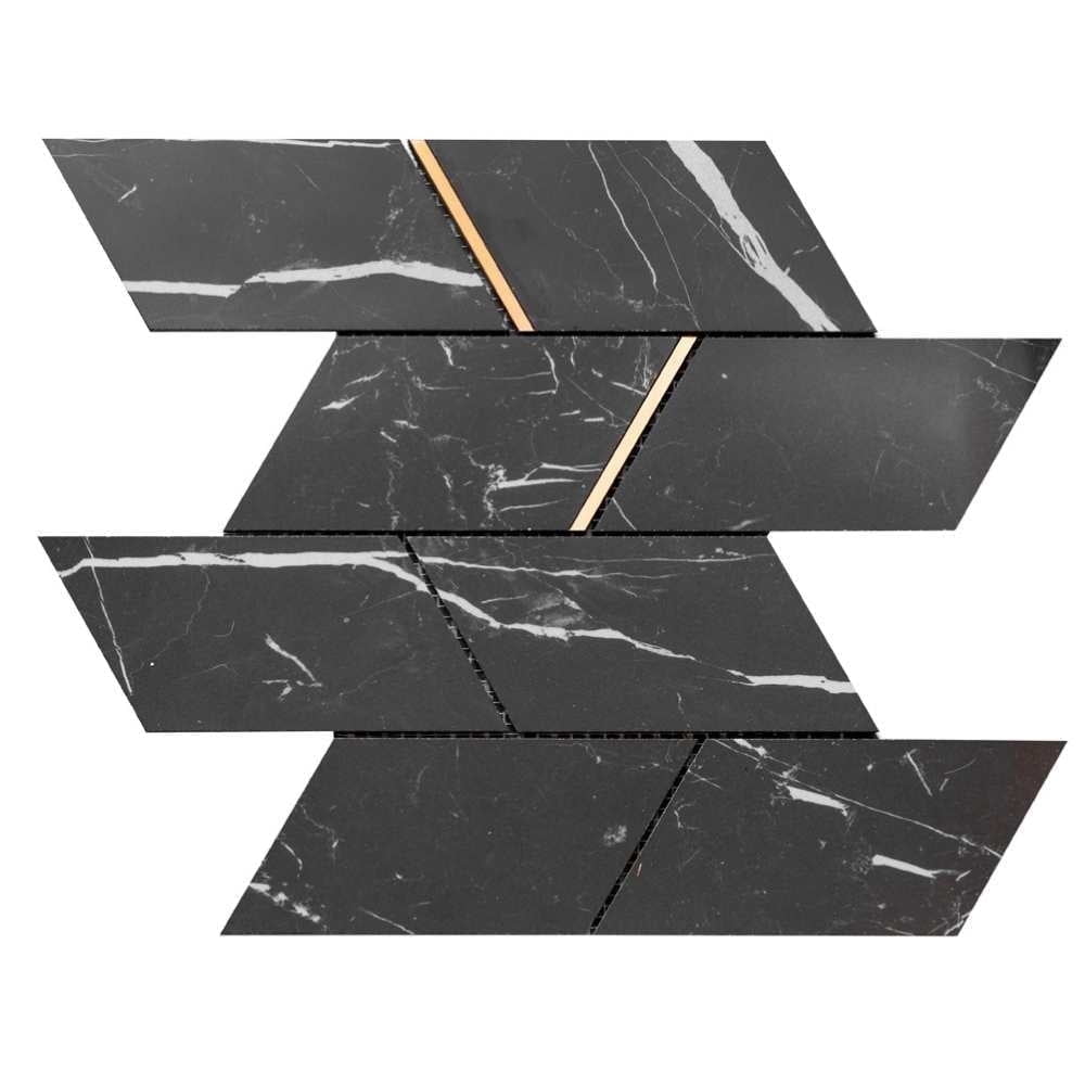 The Tile Life Stately Avenue 11x12 Porcelain Mosaic Tile, Nero Marquina ...
