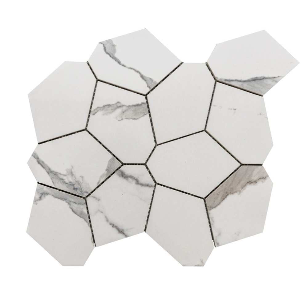 The Tile Life Stately Oasis Calacatta 14x16 Porcelain Mosaic Tile - 4x4 ...