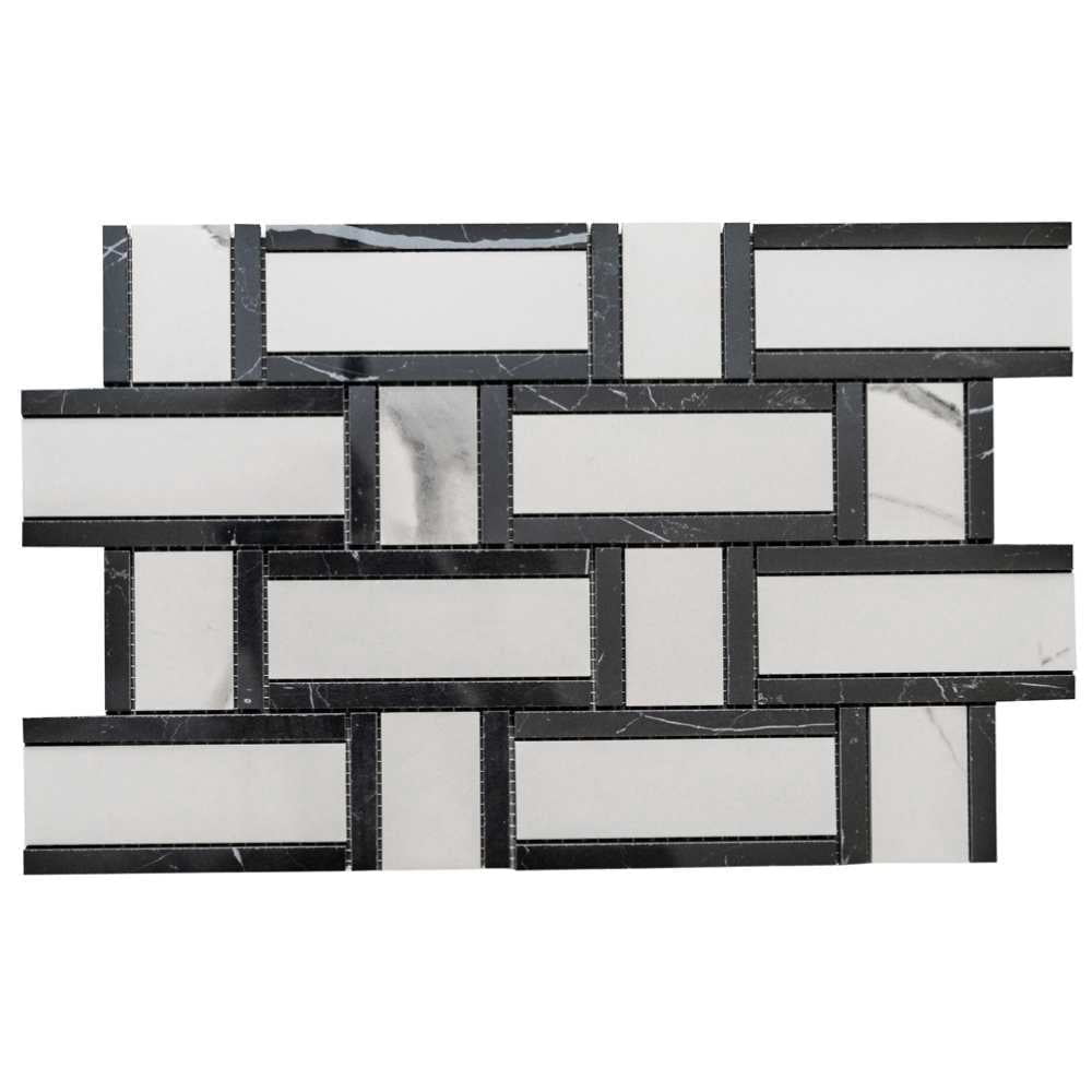 The Tile Life Stately Tre 9.5" x 14" Basketweave Calacatta Porcelain ...