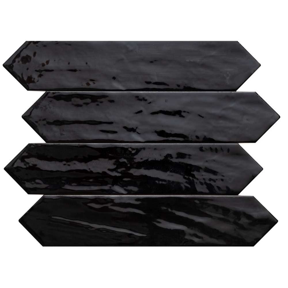 The Tile Life Talavera Picket Black Ceramic Wall Tile, 2.6" x 13", 62 ...