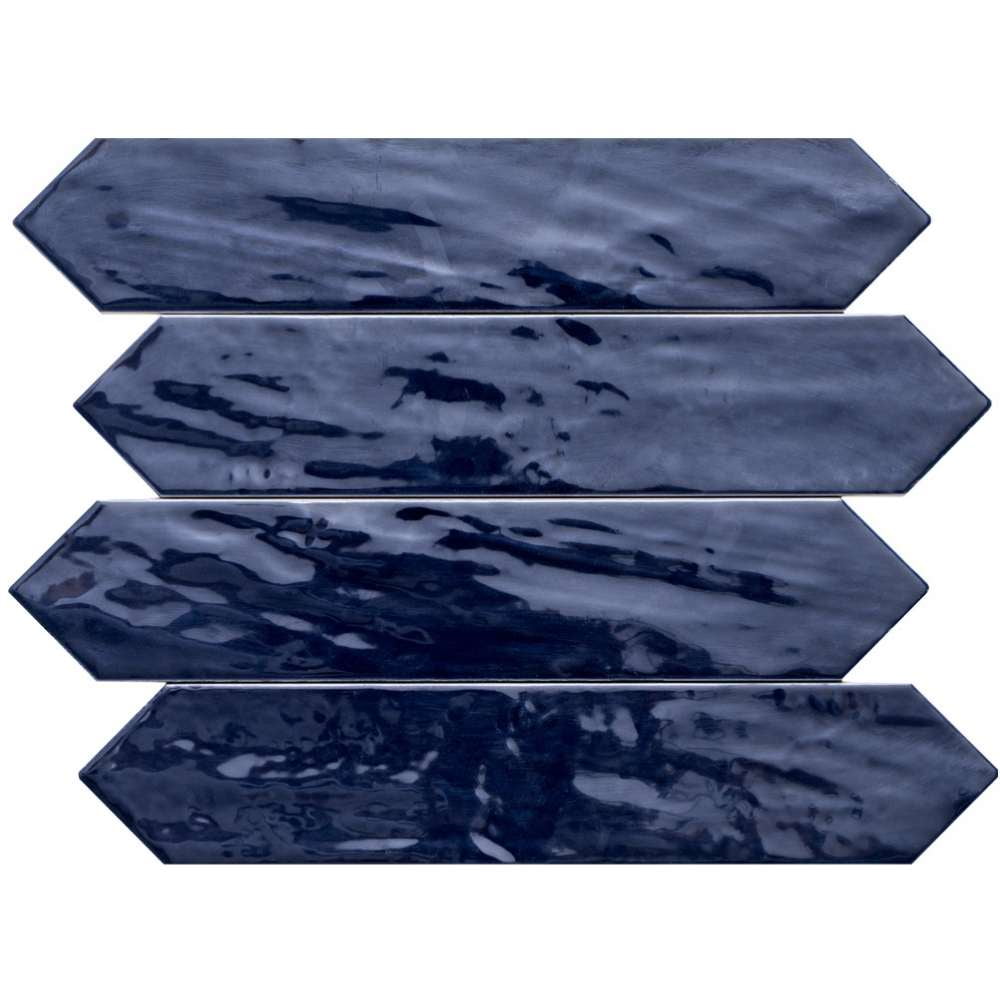 The Tile Life Talavera Picket 2.6x13 Hexagon Ceramic Wall Tile, Cobalt ...