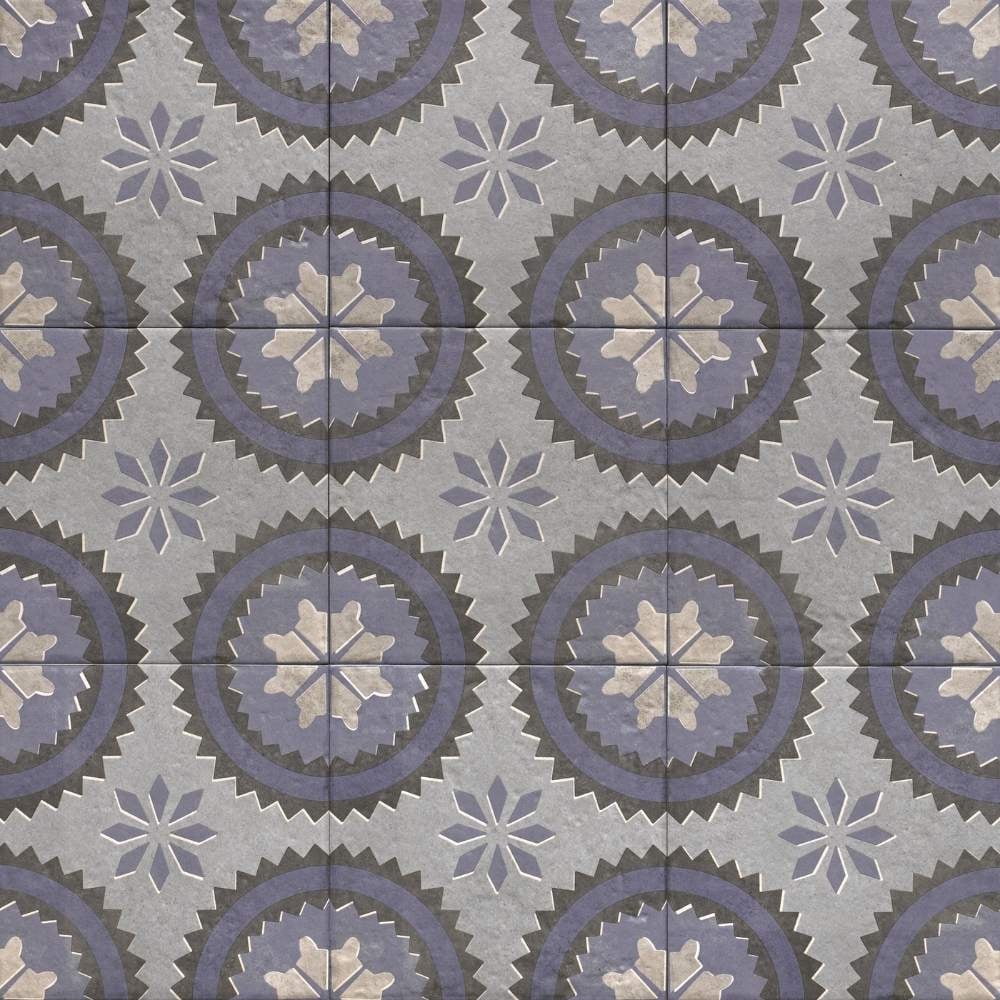 The Tile Life Verity Poppy Azul Porcelain Floor and Wall Tile, 8" x 8 ...